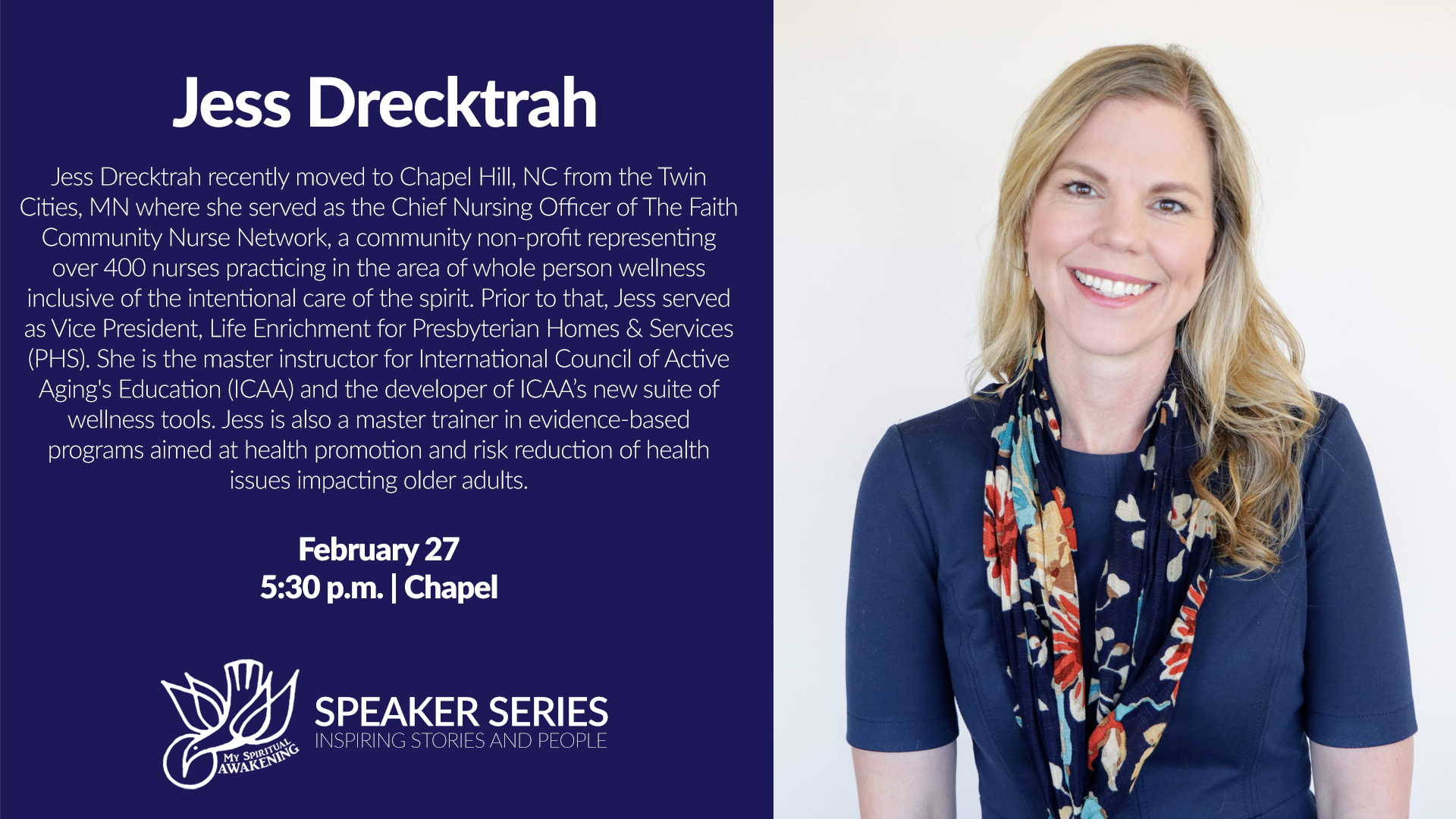 My Spiritual Awakening Speaker Series: Jess Drecktrah | The Chapel of ...
